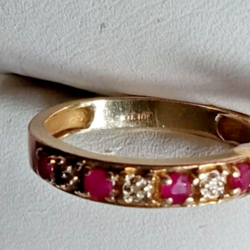 Classic 10k Yellow Gold Ruby & Diamond Band Ring Sz 6.and 1.8g GTR | eBay