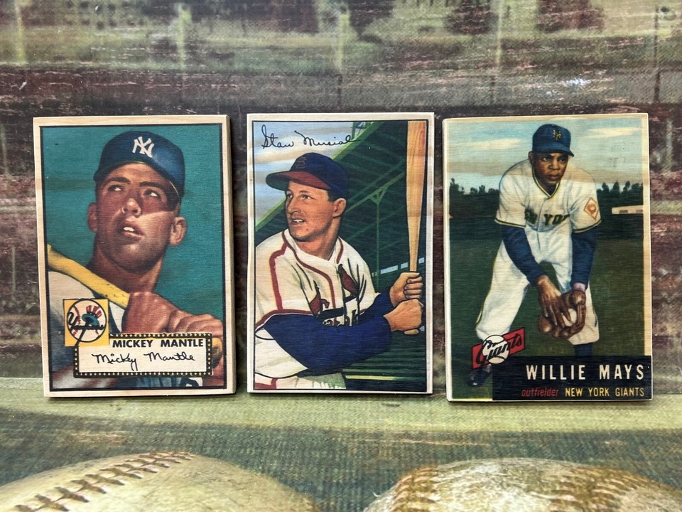 2 Custom (Any Players) Art Wood Baseball Card Sign Display - 12" Tall ...