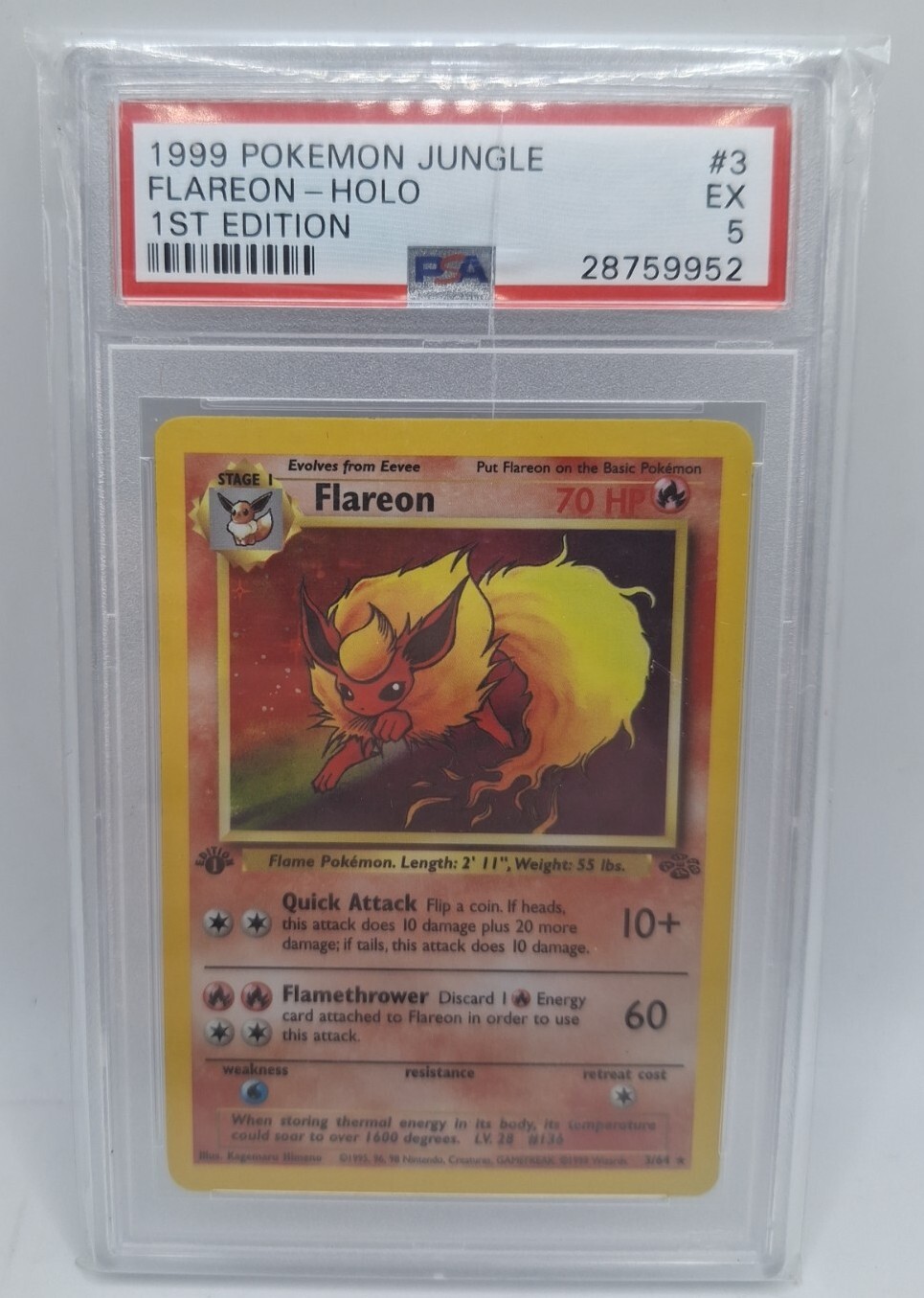 Pokémon TCG Flareon Jungle 3/64 Holo 1st Edition Holo Rare for sale ...