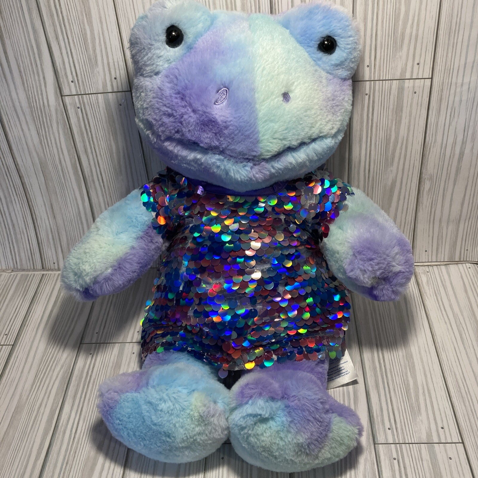 Build A Bear Hoppy Swirls Tie-Dye Blue Frog Plush Soft Toy 16” W ...
