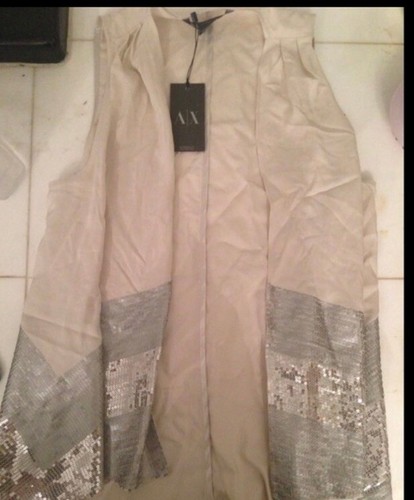 NEW AX ARMANI EXCHANGE SEQUIN SILVER GREY VEST | eBay