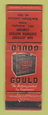 Matchbook Cover - Gould Auto Batteries San Jeffcoat New Orleans LA WEAR ...