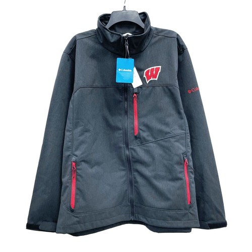 NWT Mens COLUMBIA Gray Wisconsin Badgers Softshell Jacket Sz XL MSRP$99 ...