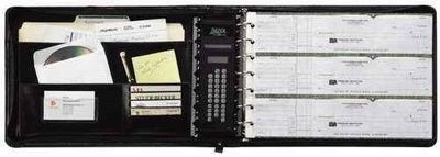 Business Check Book Binder 7 Ring 3-on-a-page Zippered Leather Look ...