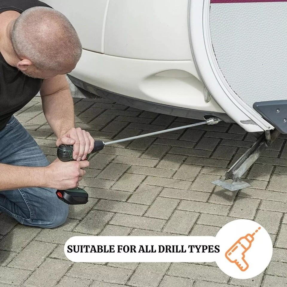 15cm Corner Steady Caravan Leg Winder Drill Extension Jack Socket 19mm ...