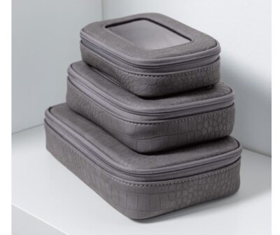 Thirty One Clear Case Trio in Grey Crocodile - NEW! | eBay