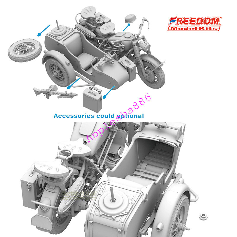 Freedom 16005 1/16 WWII German Military Motocycle R75 with Sidecar ...