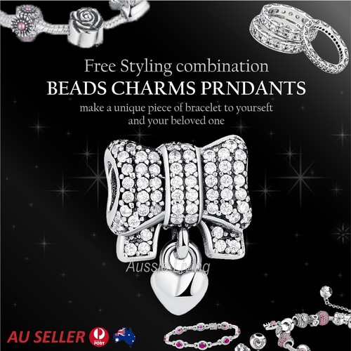 Ribbon Dangling Small Heart Jewellery 925 Sterling Silver Bracelet ...