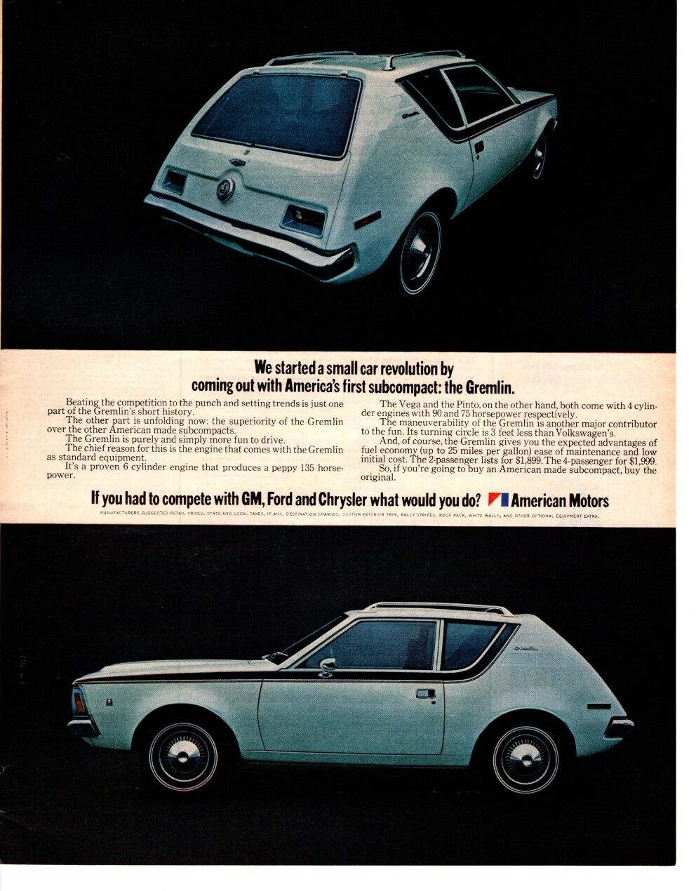 1970 AMC GREMLIN CAR PRINT AD AMERICAN MOTORS POWDER BLUE Print Ad | eBay