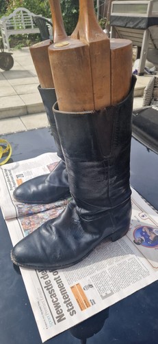 Vintage antique riding hunting boots wooden trees size 8 black | eBay UK