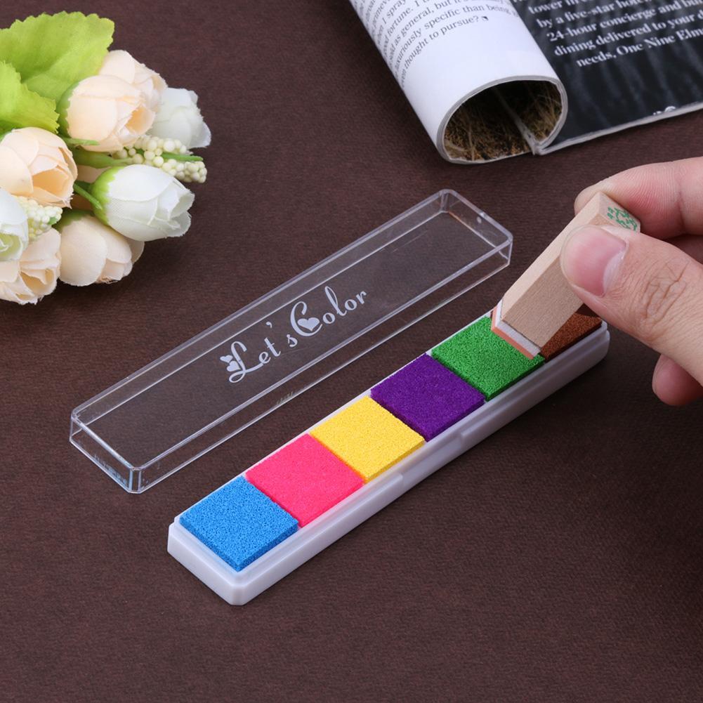 6 Colors Fingerprint Inkpad DIY Scrapbooking Colorful Ink Pad Stamp ...