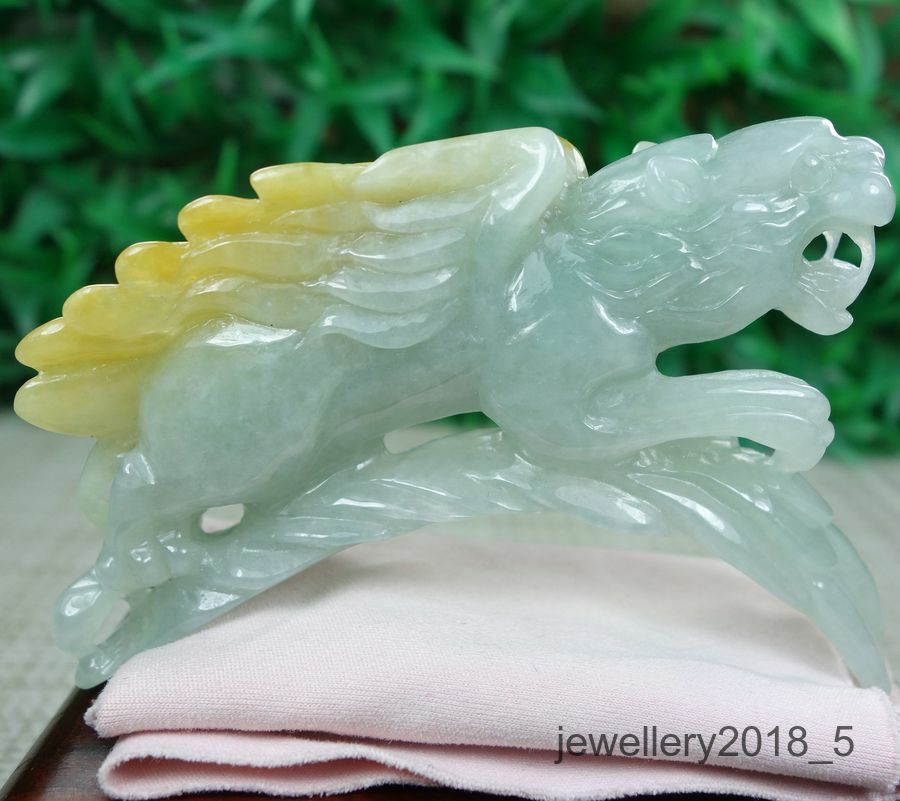 Certified Light green+Yellow 100%Natural A jadeite jade Display~Flying ...