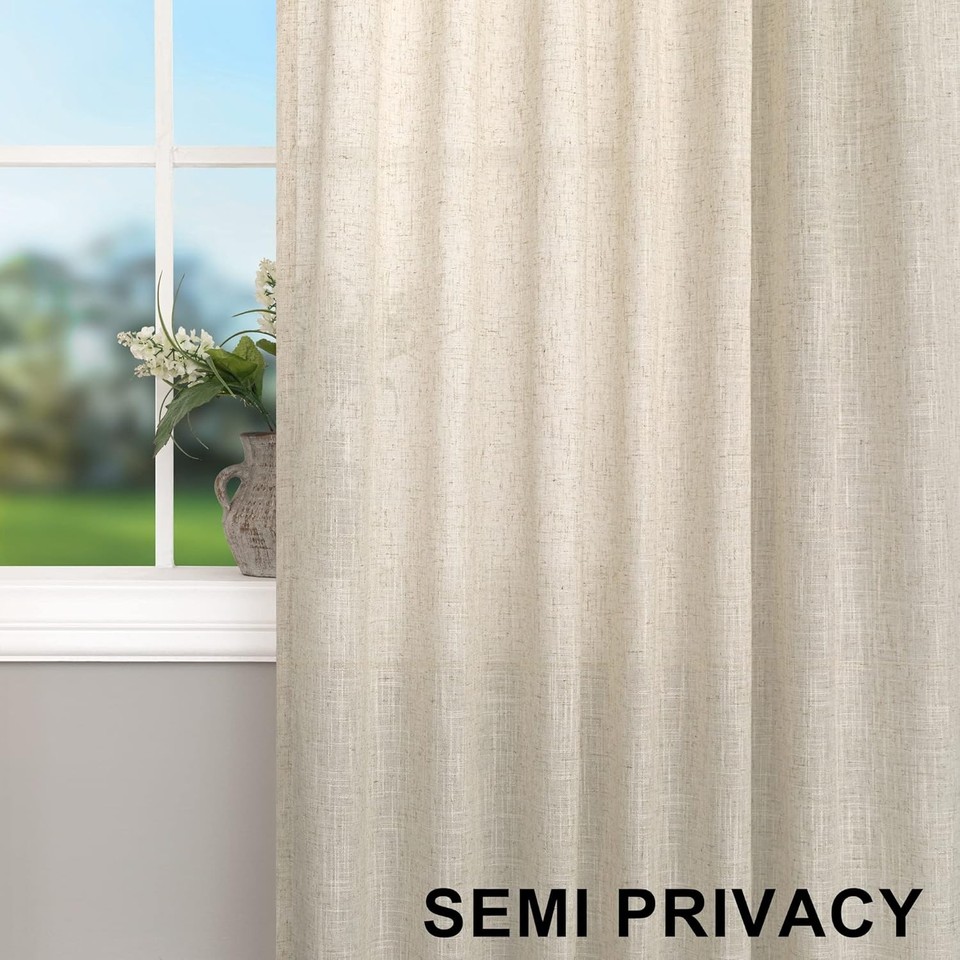 DANCURTON Flax Linen Valance for Windows 18 Inch 52W x 18L (Pack of 1 ...