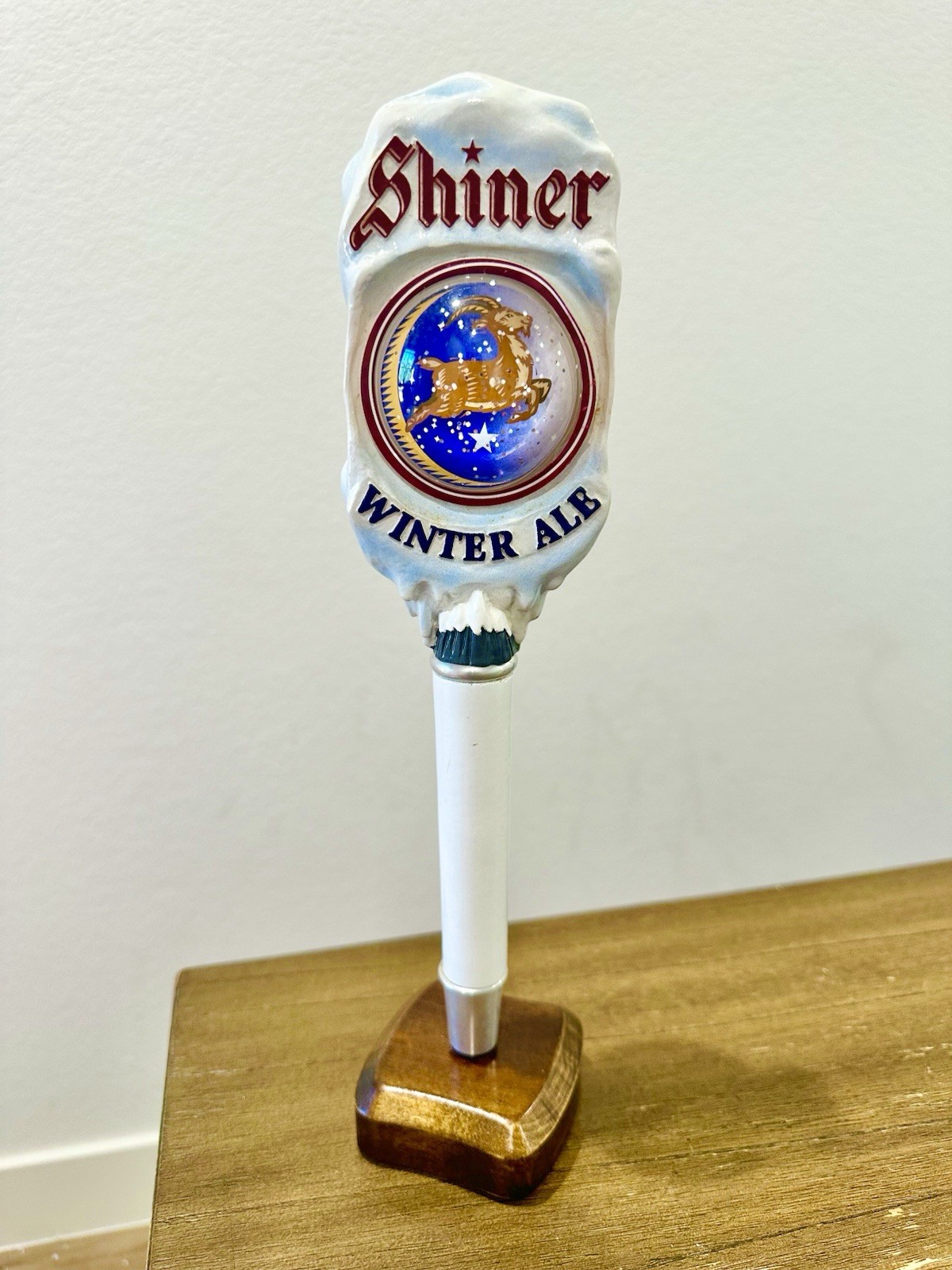 Rare Shiner Brewery Winter Ale Beer Tap Handle Snow Globe Discontinued ...