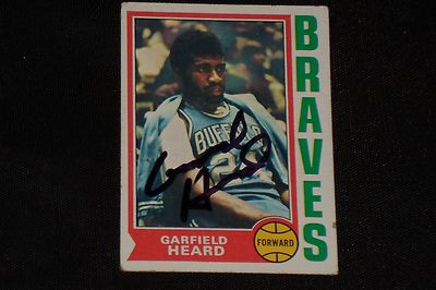 GARFIELD HEARD 1974-75 TOPPS SIGNED AUTOGRAPHED CARD #44 BUFFALO BRAVES ...