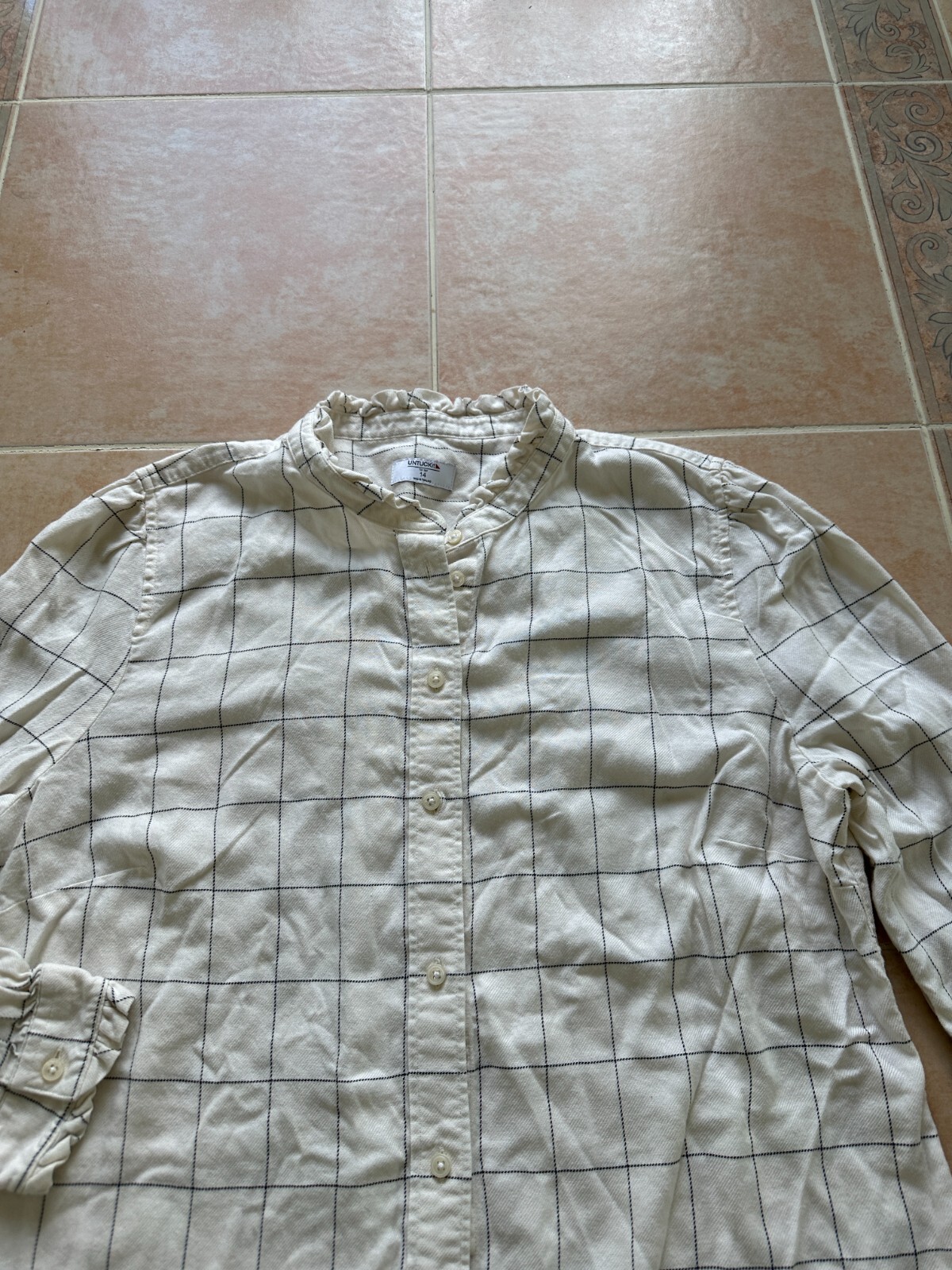 UNTUCKit For Her Ivory Winona Window Pane Button Down Shirt Women size 14 | eBay