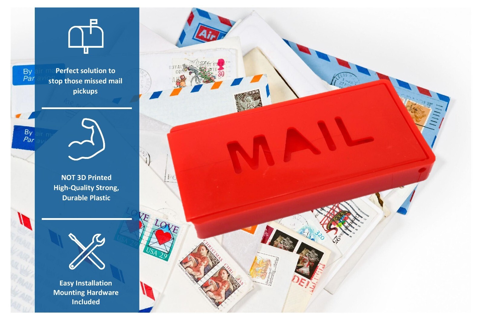 Plastic Front Mount Red Mailbox Flag for Brick, Stone Mailboxes Mail ...