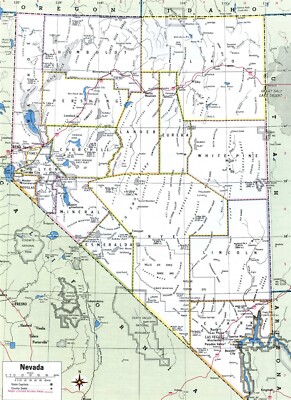 NEVADA COUNTY COUNTIES MAP GLOSSY POSTER PICTURE PHOTO PRINT BANNER ...