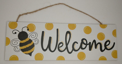15" Wooden Sign: Bumble Bee Welcome Wooden Accent Sign Wall Door | eBay