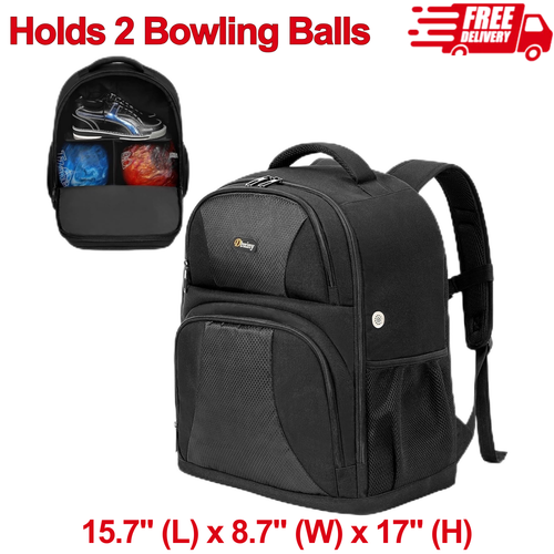 Bowling Backpack for 2 Balls, Shoes (Up to Size 15) & Accessories ...