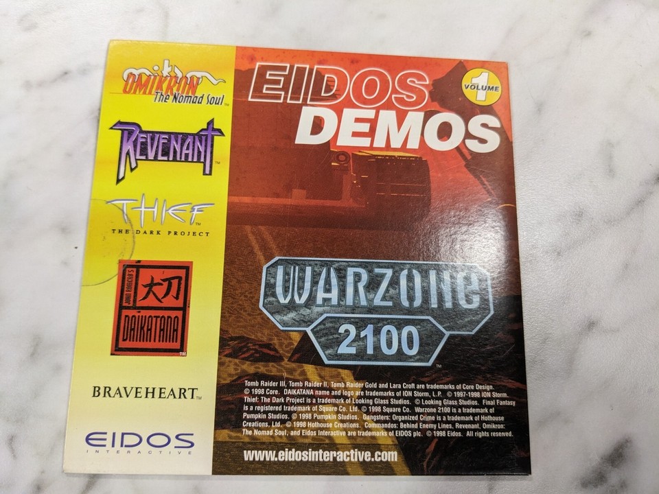 EIDOS Demos Sampler Volume 1 PC CD-ROM Promo Win 95/98 NEW 1999 VINTAGE ...