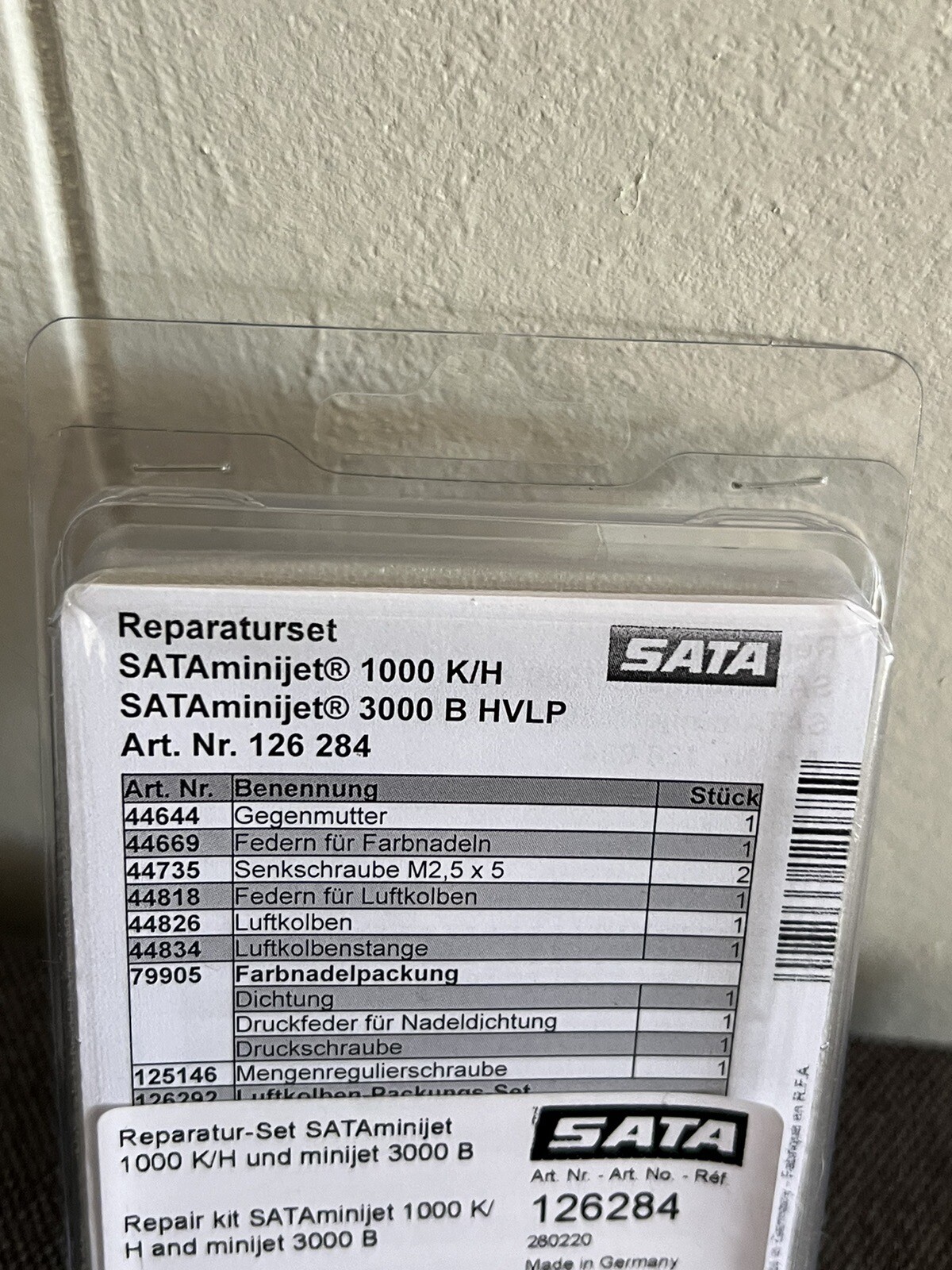 Genuine SATA Minijet 1000 K/h 4 & 3000 B HVLP Repair Kit #126 284 ...