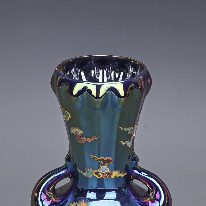 7.4" China Ruyao Blue Glaze Porcelain Night Light Colorful Kylin ...