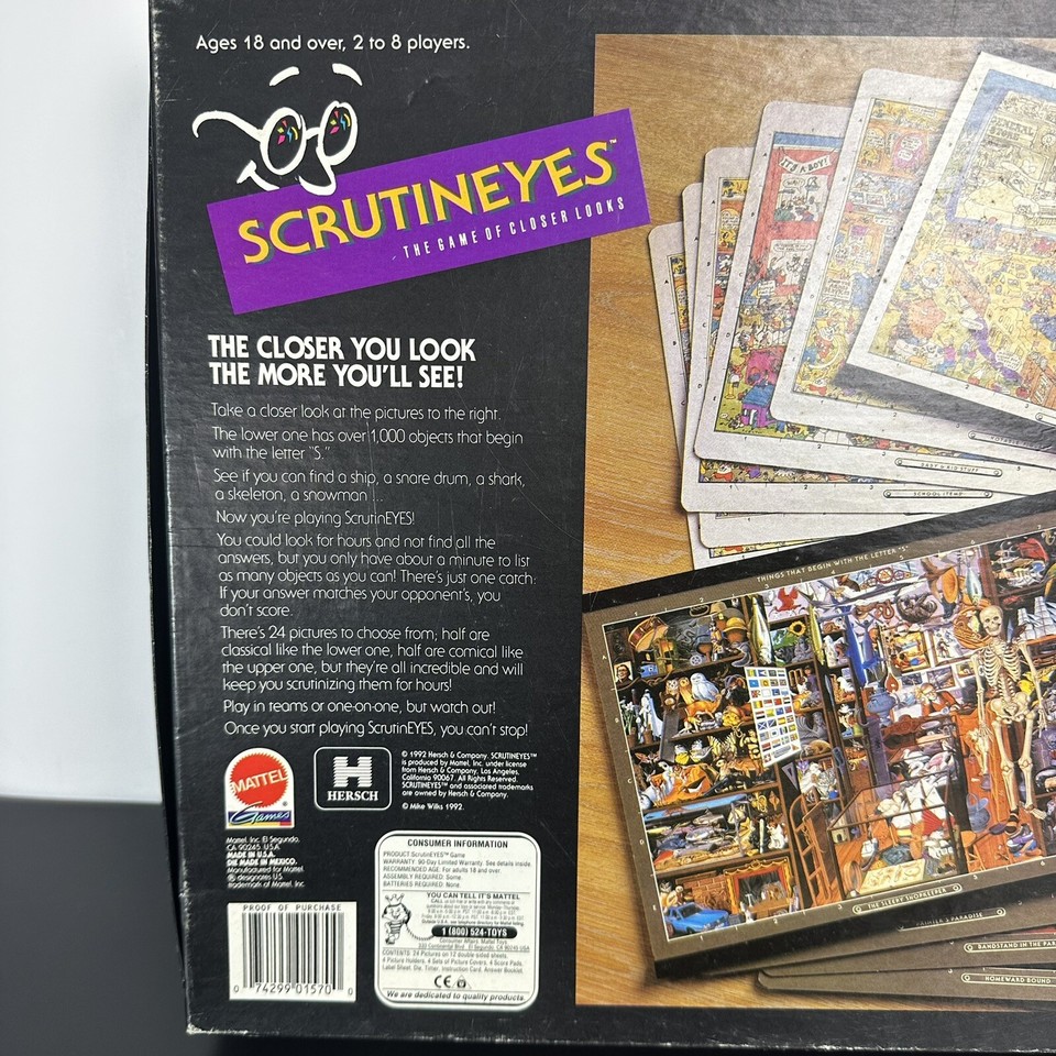 Vintage Scrutineyes Board Game of Closer Looks Hersch Mattel Complete ...