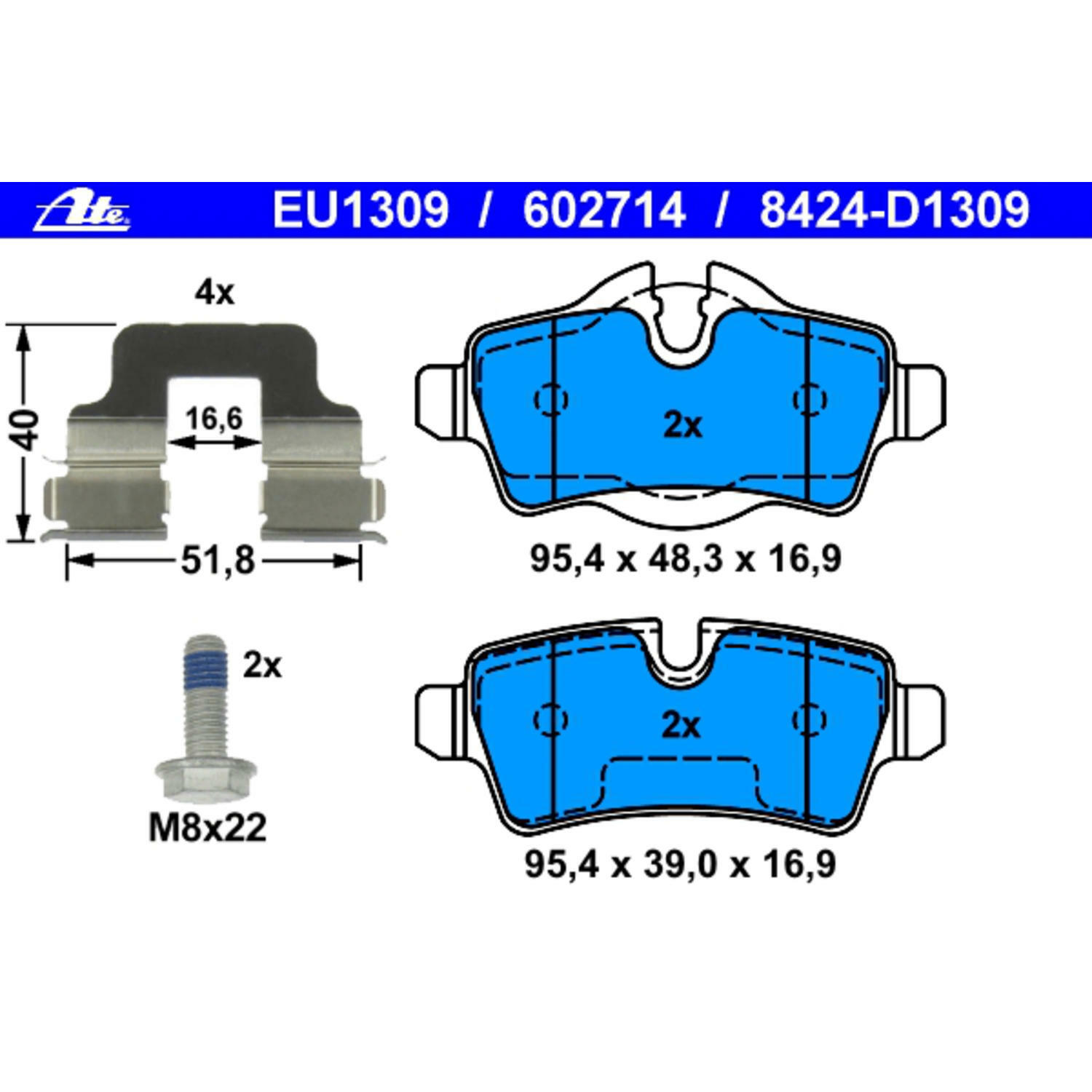 Mini Cooper Hella ATE Rear Brake Pads & Sensor 34356792573 34216778327 ...