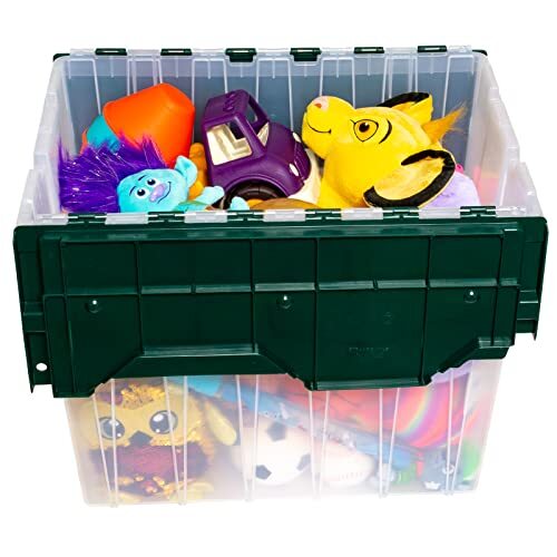 66497 18 Gallon Plastic Stackable Storage Keepbox Tote Container With Hinged Att | eBay