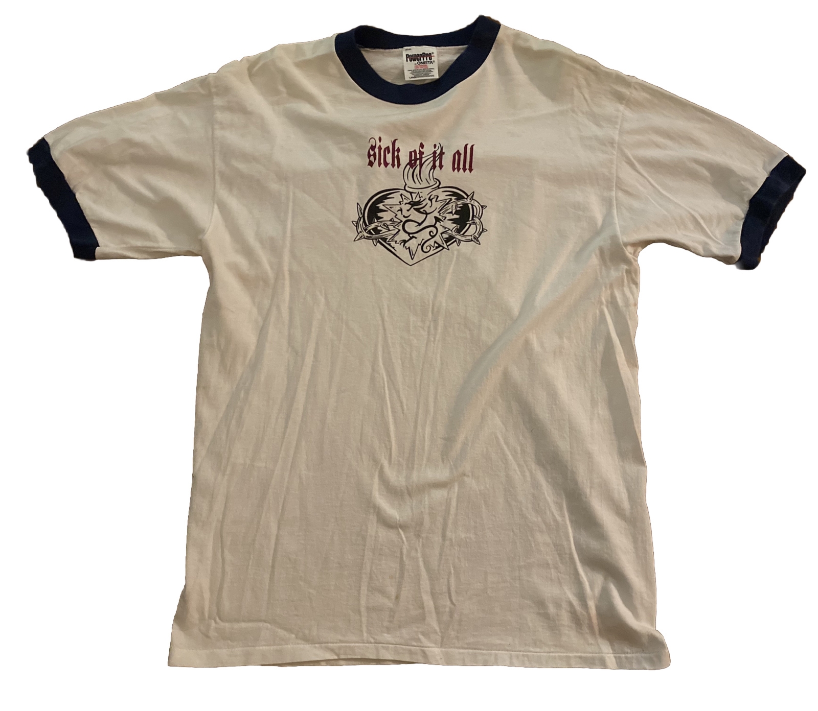 Vintage 90s SICK OF IT ALL Sacred Heart Ringer Shirt … - Gem