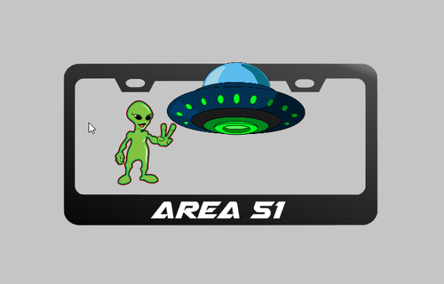Reflective Area 51 Alien UFO License Plate Frame Stainless Steel Rust ...