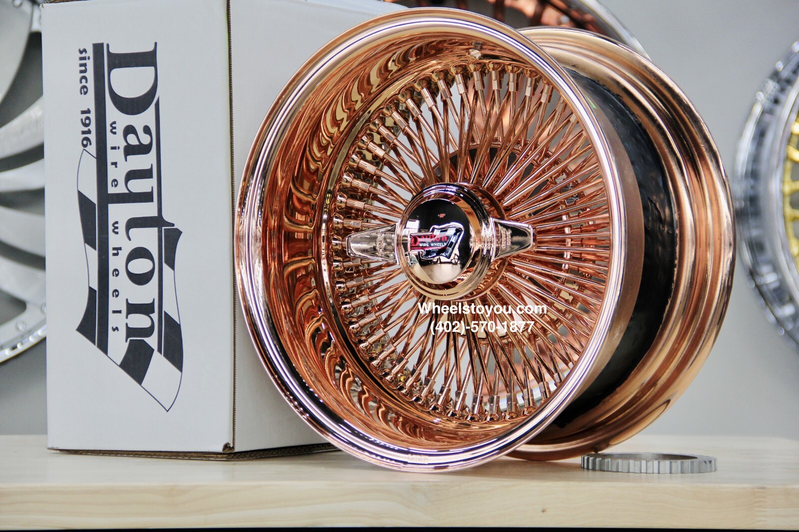 Rose Gold 24kt Genuine Dayton Stamped 14x7" 100 Spoke Lowrider Wire ...