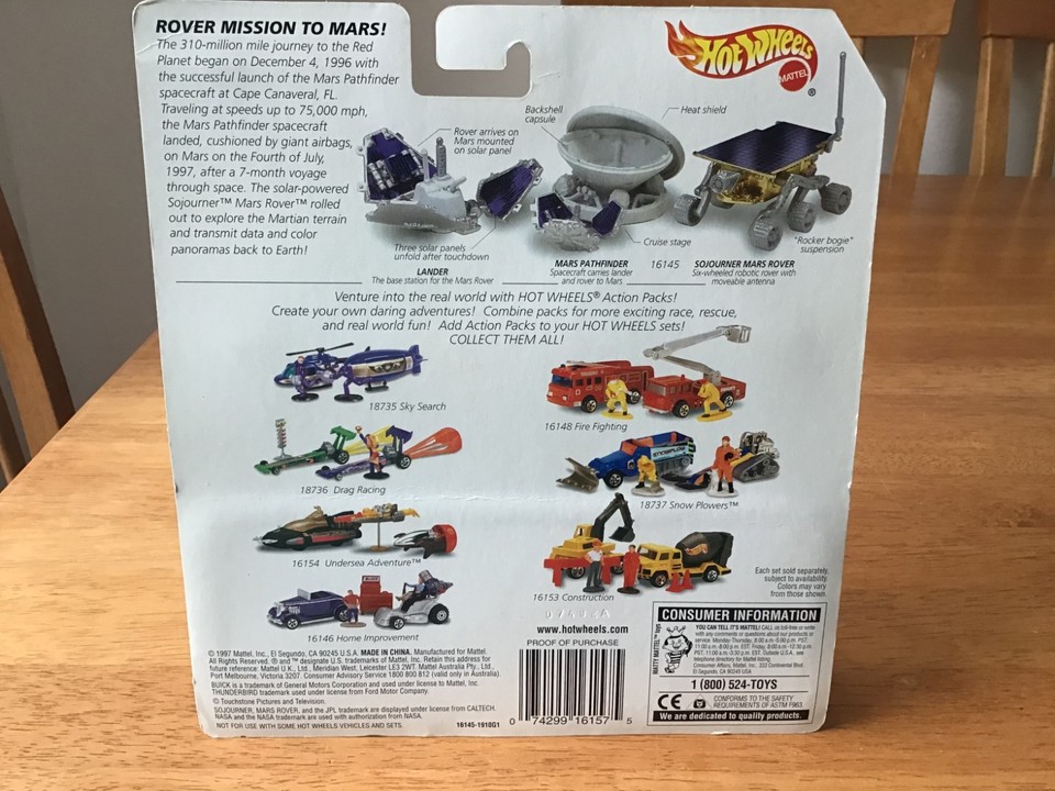 Hot Wheels Action Pack JPL Sojourner Mars Rover Lander Pathfinder P26 ...