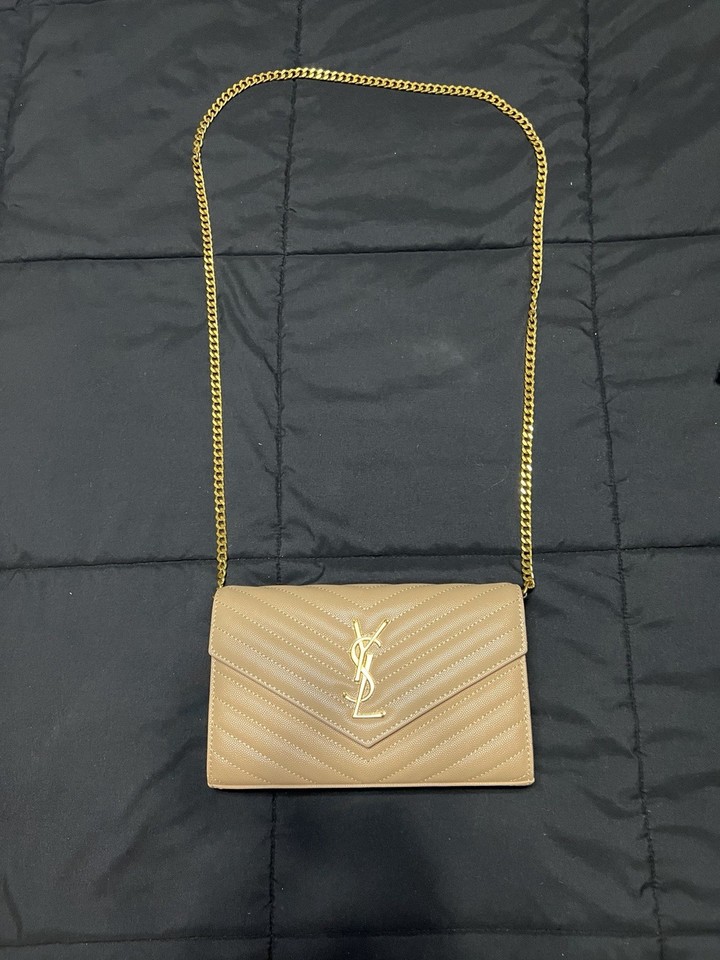 YSL Saint Laurent Beige Crossbody Chain Purse Women | eBay