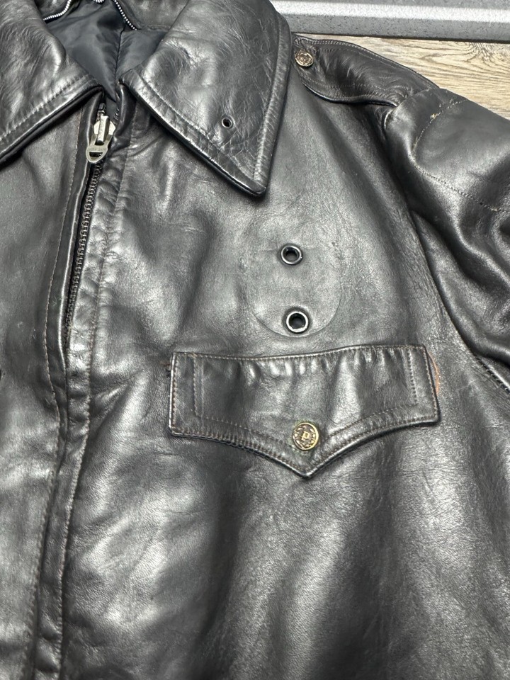 Vintage NYPD Police Black Horsehide Leather Motorcycle Jacket Xl | eBay