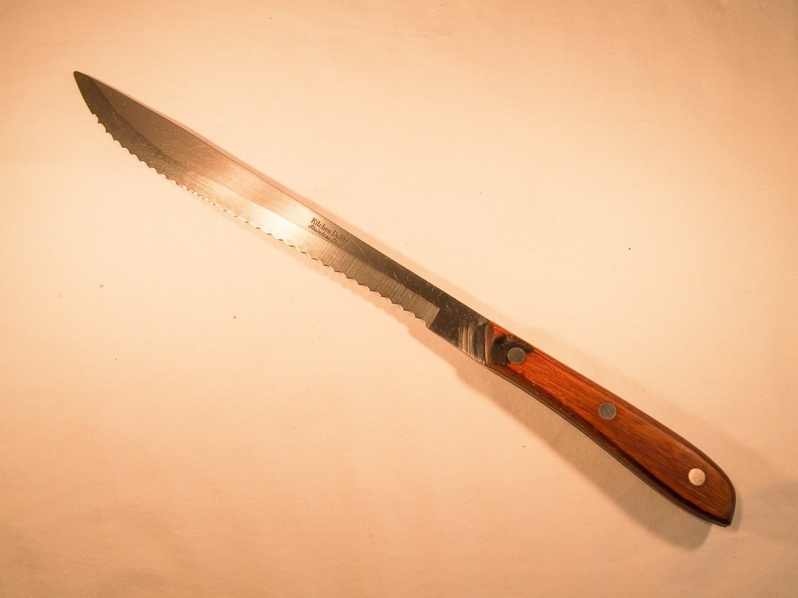 Kitchen Delight 9" stainless steel serrated butchers knife wood handle ...