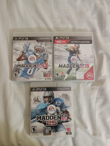 Madden NFL 13 , 15 & 25Sony PlayStation 3 PS3 Bundle Set Lot of 3 ...