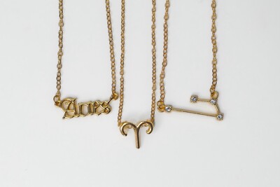 3 Gold Chain Aries Zodiac Sign Pendant Necklace Women Astrology Jewelry ...