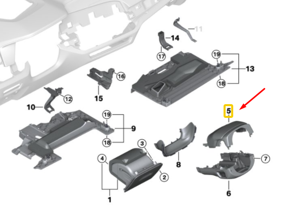 OEM BMW X5 G05 Steering Column Top Trim Panel 51457952182 RHD Genuine ...