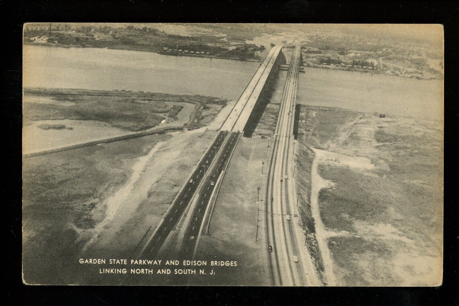 New Jersey NJ postcard Turnpike Edison Bridge over Raritan River ...