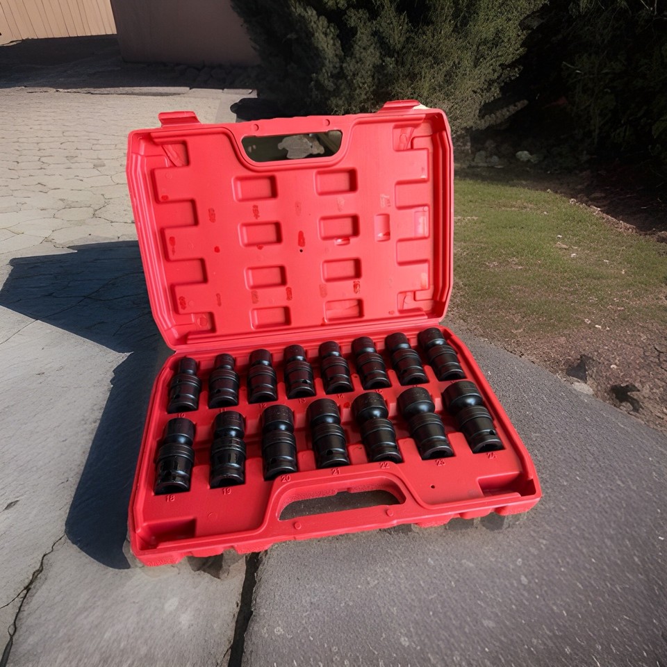 15PCS 1/2" Dr. Shallow Swivel Universal Joint Impact Socket Set 10 ...