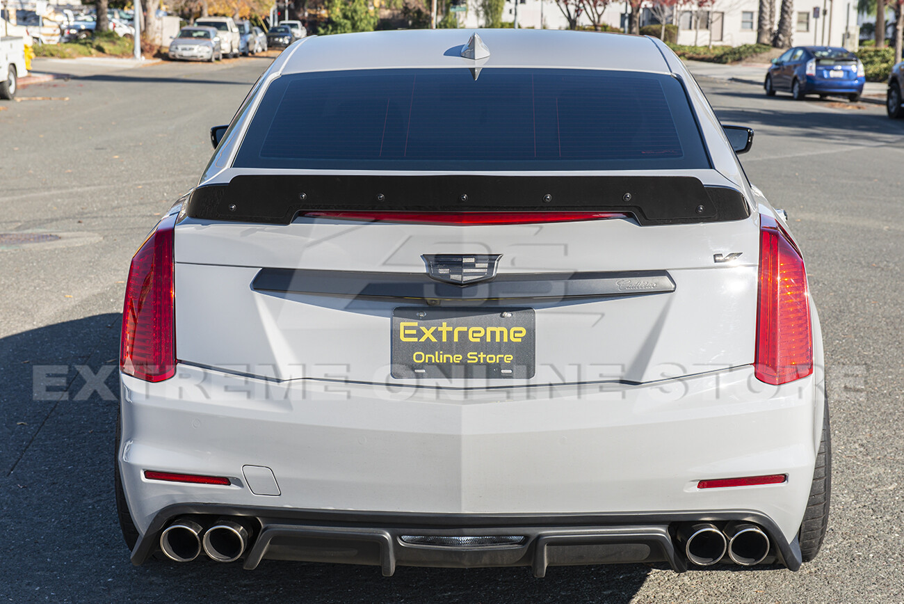 For 14-19 Cadillac CTS Carbon Package Glossy Black Rear Wing Wickerbill ...