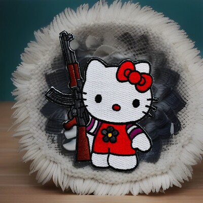Tactical Kitty With AK Embroidered Hook/Loop Morale Patch | eBay