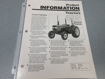 Case International 495 Tractor Product Information Brochure 4 Pages | eBay