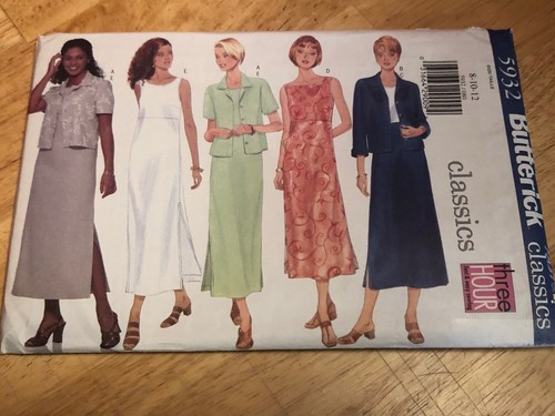🌺 BUTTERICK #5932-LADIES TEA LENGTH-EMPIRE WAIST DRESS & JACKET PATTERN ...