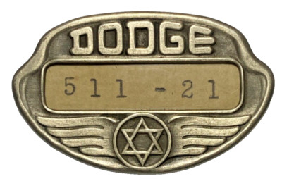 1930's Dodge Brother’s Employee ID Pinback Badge #511-21 w/ Star Of ...