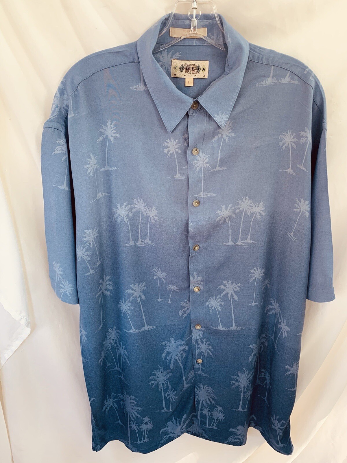 Campia Moda Tropical Shirt Ombre Blue Palm Trees Mens… - Gem