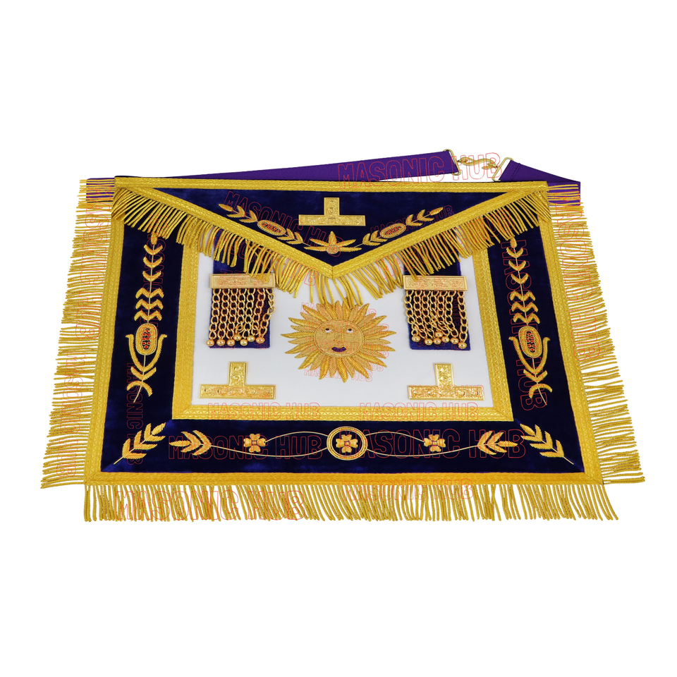 Masonic Past Master Apron - Sun Emblem - Wine Work - Hand-Embroidered ...