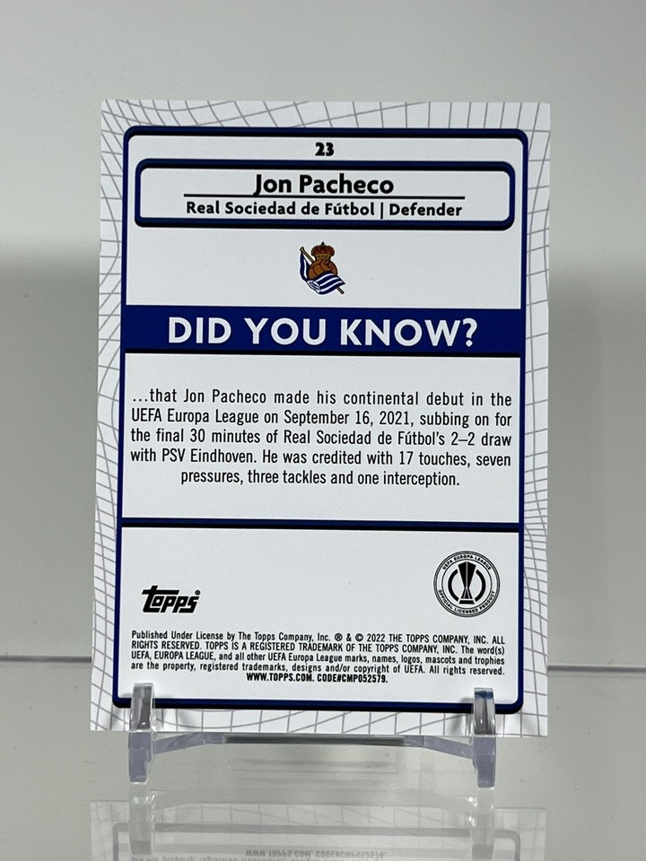 2021-22 Topps Chrome Merlin UEFA Jon Pacheco Aqua Prism Refractor ...